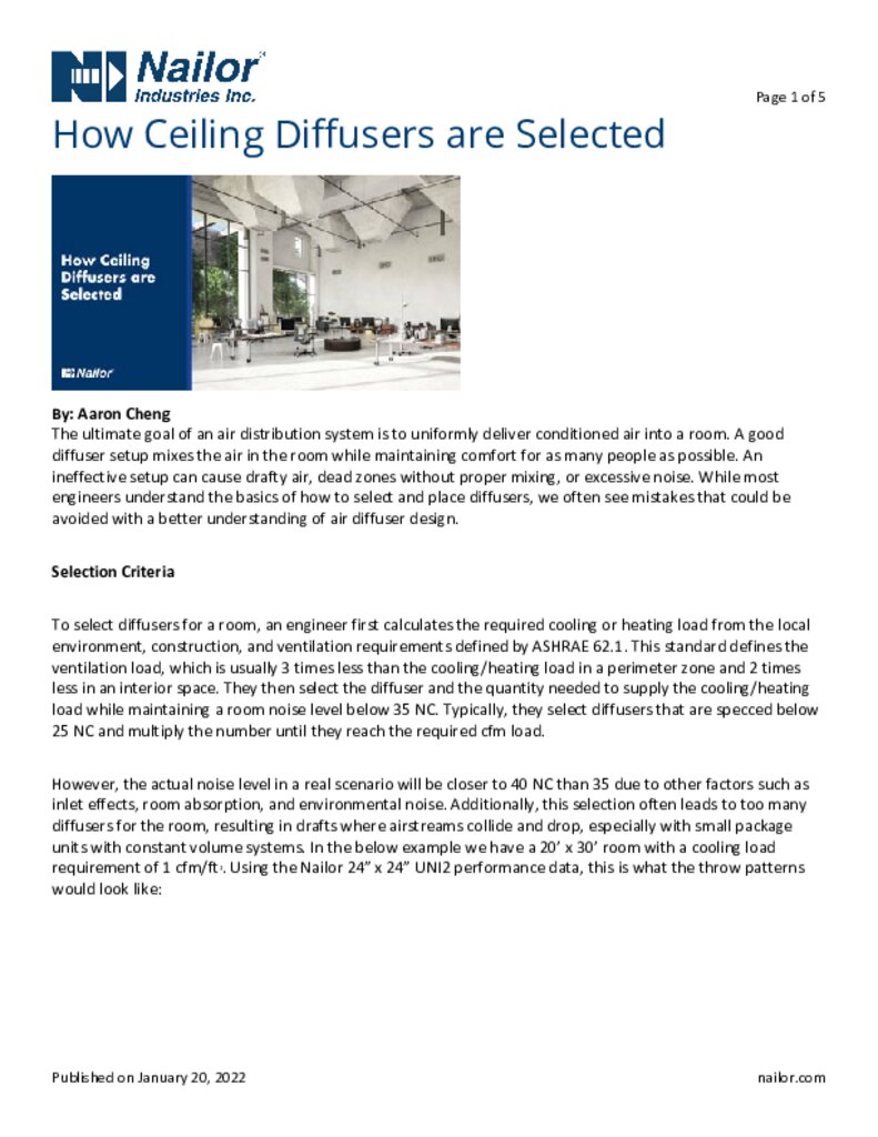 How Ceiling Diffusers are Selected | nailor.com